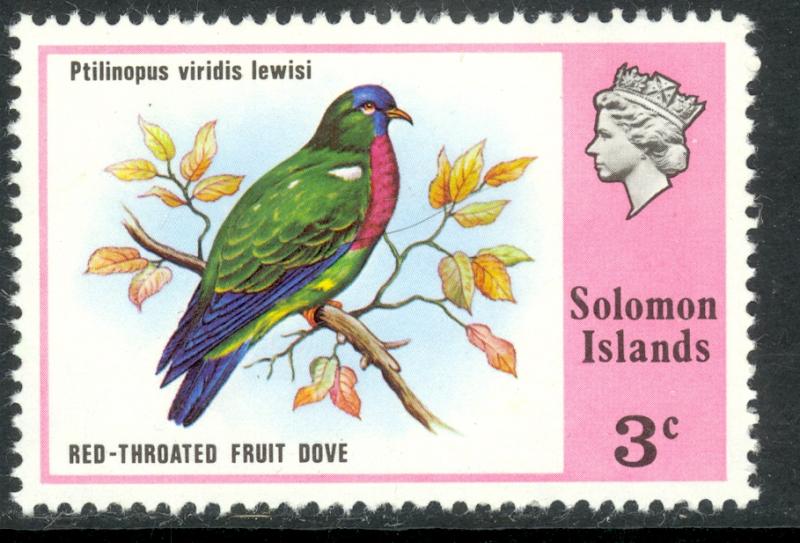 SOLOMON ISLANDS 1976 3c RED-THROATED FRUIT DOVE Birds Issue Sc 318 MNH ...