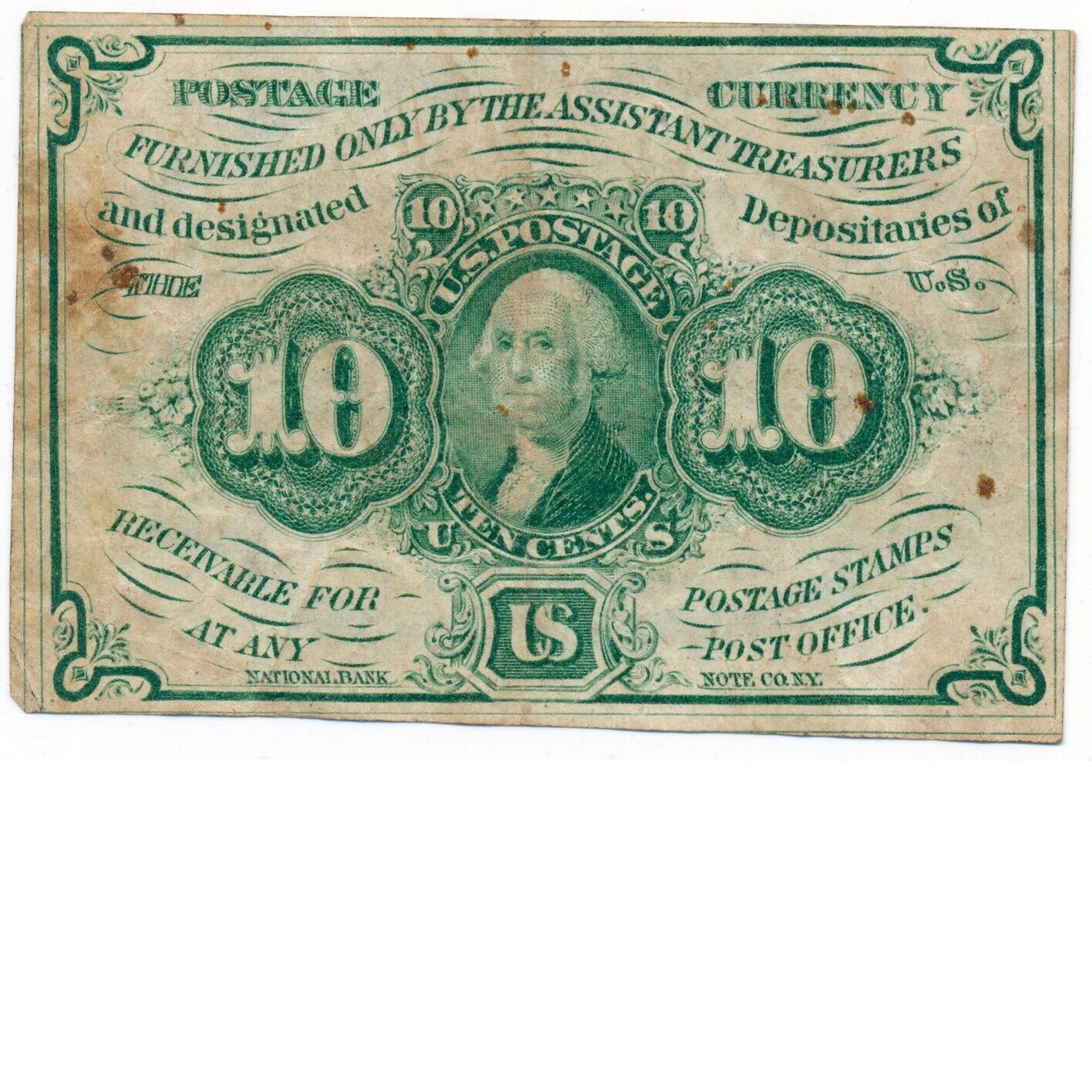 PC6, 10c Postage Currency, First Issue, 1862, Civil War, American Bank ...