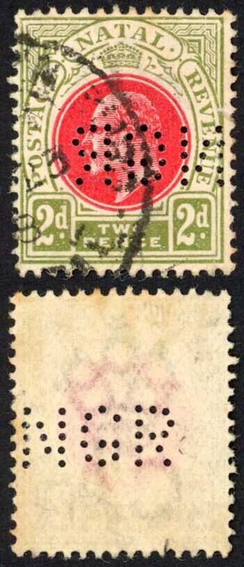 Natal SGRO3 2d Perfin NGR (reversed) Railway Official Stamp | Africa ...