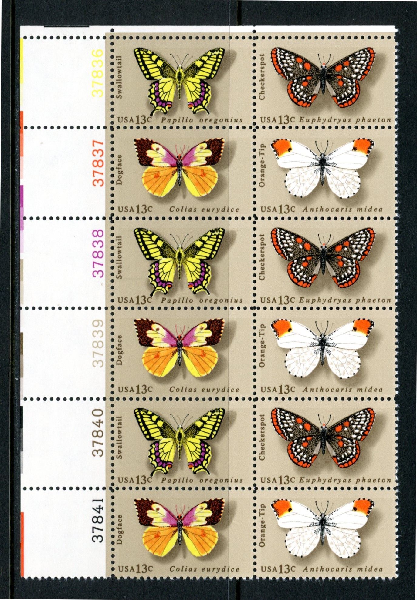 Scott 1712-15 Butterflies 13¢ Plate Block of 12 MNH Sherwood Stamp ...