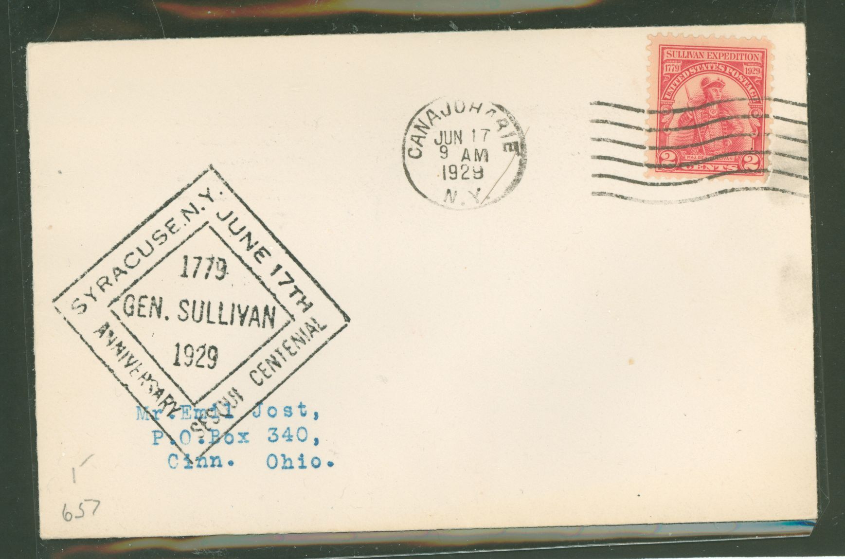 US 657 1929 2c Sullivan Expedition on an addressed first day cover with ...