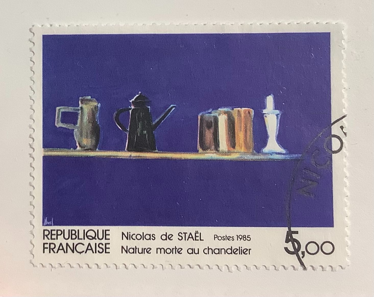 France 1985 Scott 1968 used - 5fr, Painting by Nicolas de Staël ...