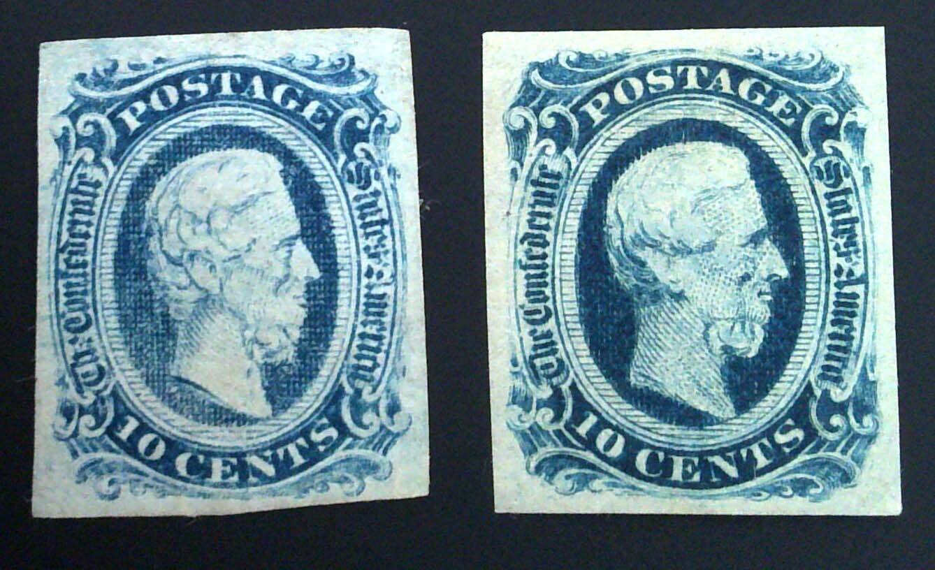 Scott CSA #11&12 - 10c Blue - Jefferson - Lot - NG - 1863-64 | United ...