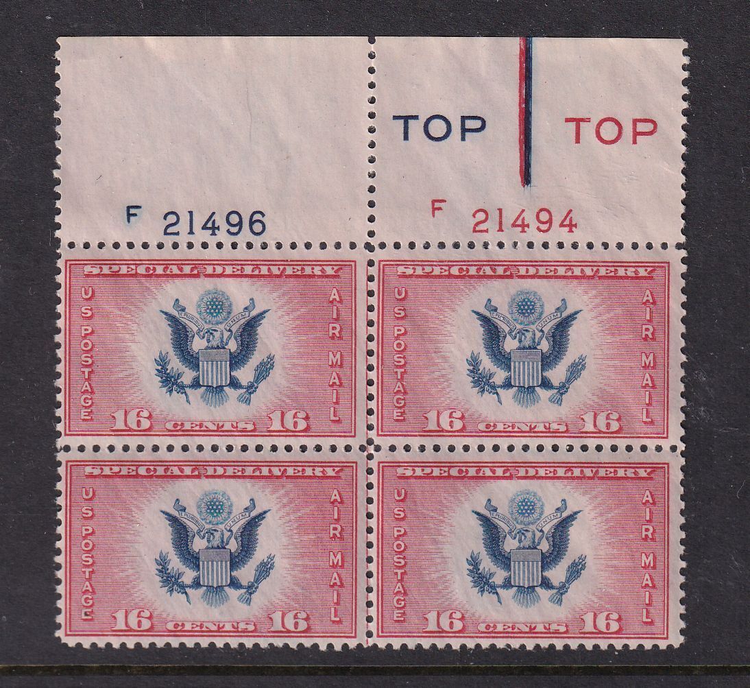 1936 Air Mail Special Delivery 16c bi-color Sc CE2 MNH Type 4 plate ...