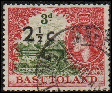Basutoland 64 - Used - 2 1/2c / 3p Basuto Household (Type II) (1961 ...