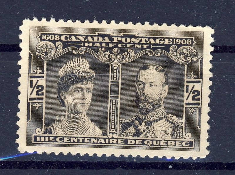 Canada 1908 Quebec Stamp #96-1/2c - flaws details front & back scans ...