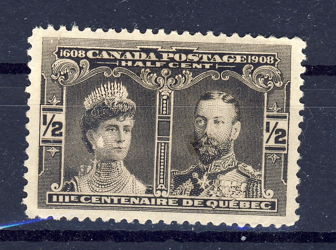 Canada 1908 Quebec Stamp #96-1/2c - flaws details front & back scans ...