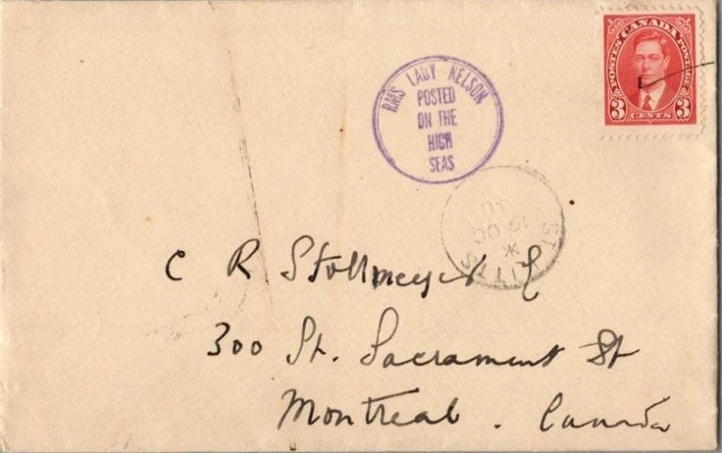 Canada 3c KGVI Mufti 1940 St. Kitts to Montreal, Que. with hs RMS Lady ...