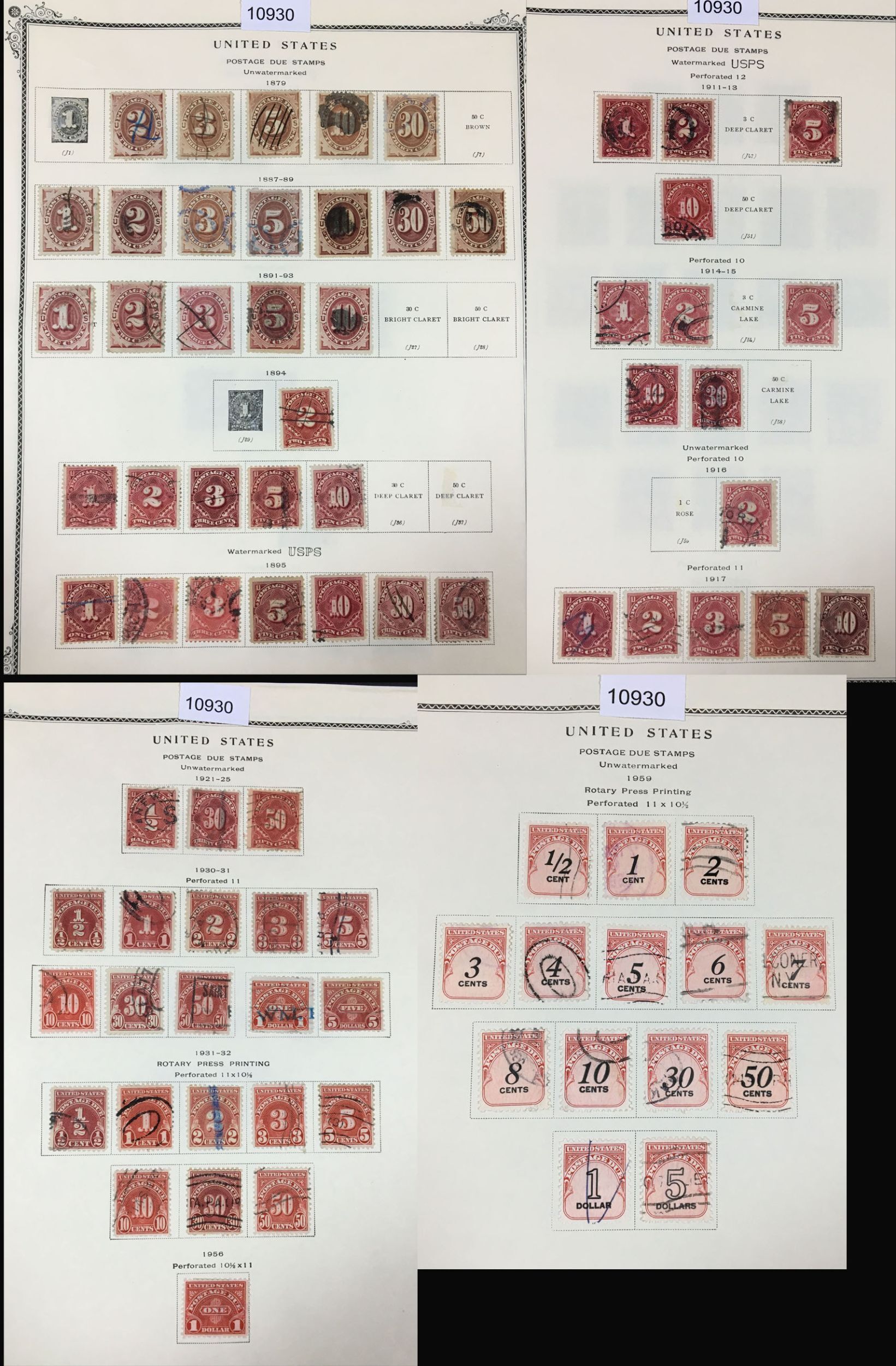 US Stamps 1879-1959 Postage DUE Stamps Used Collection LOT #10930 ...