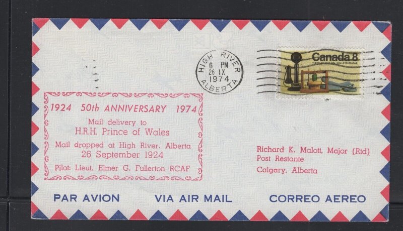 Canada 1974 50th anniversary of Royal Mail Drop #A7412 High River ...