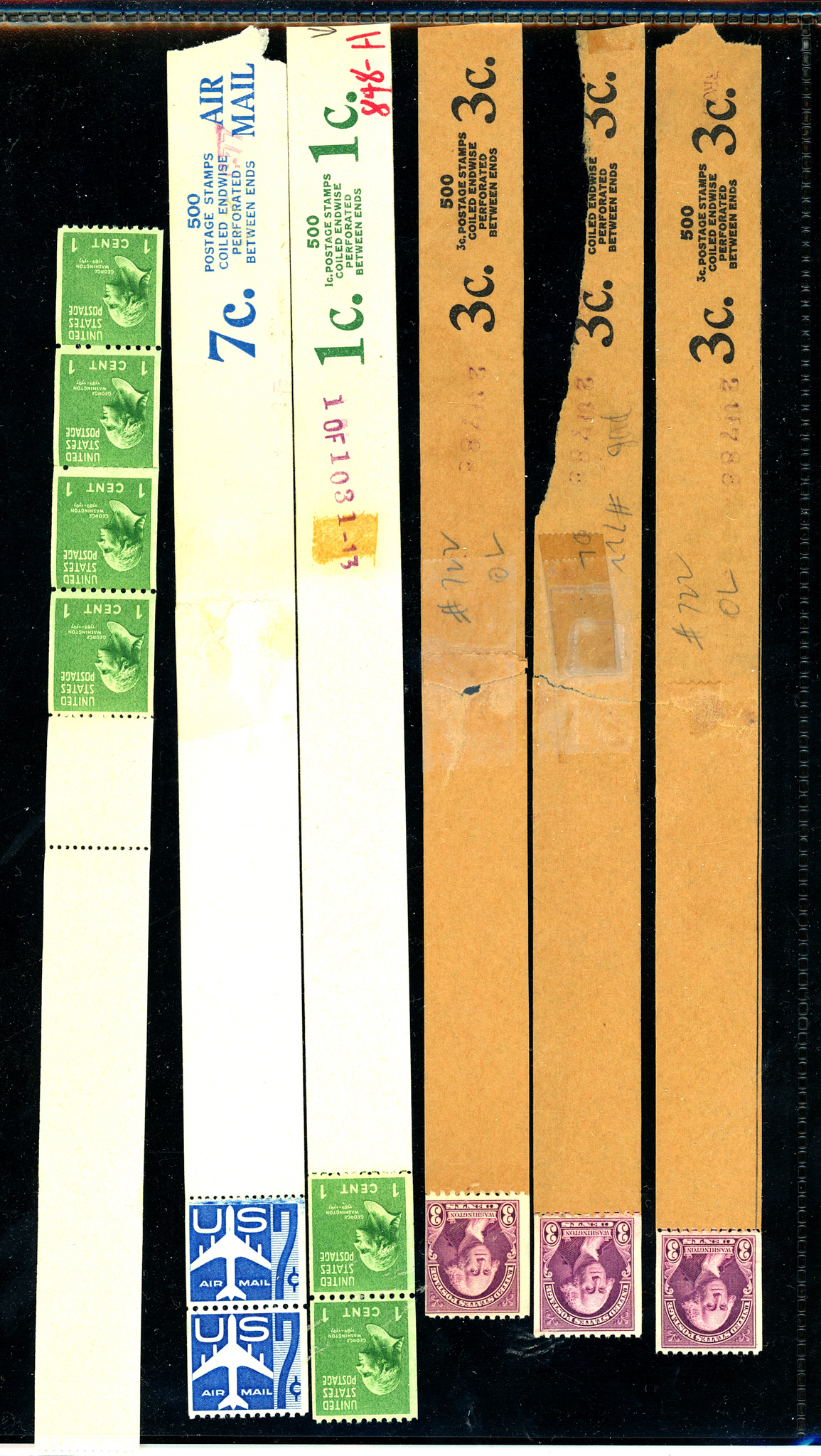 U.S. #Group of Mint Coil Stamps With Leader Strips | United States ...