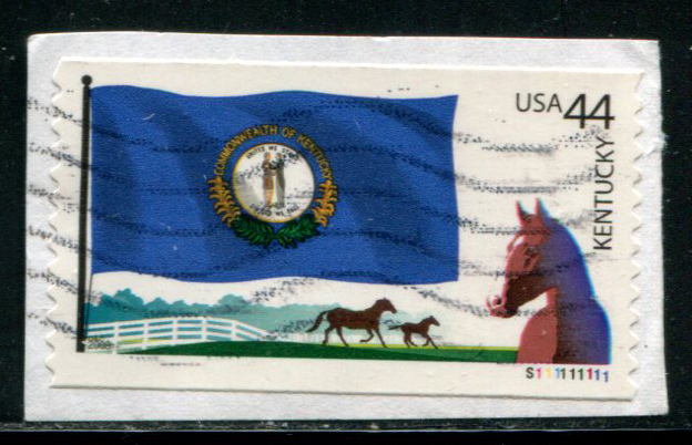 4293 US 44c Flag Series: Kentucky SA coil, used on paper | United ...