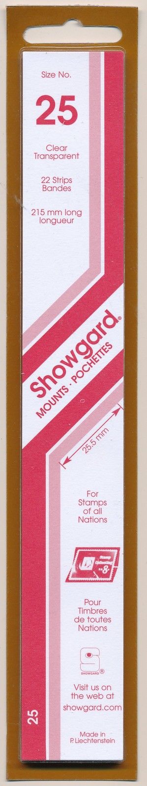 Showgard Stamp Mount Size 25/215mm - CLEAR - Pack of 22 (25x215 25mm ...