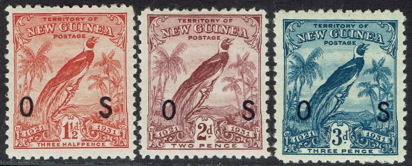 New Guinea 1931 Dated Bird OS 1½D 2d and 3d | Australia & Oceania ...