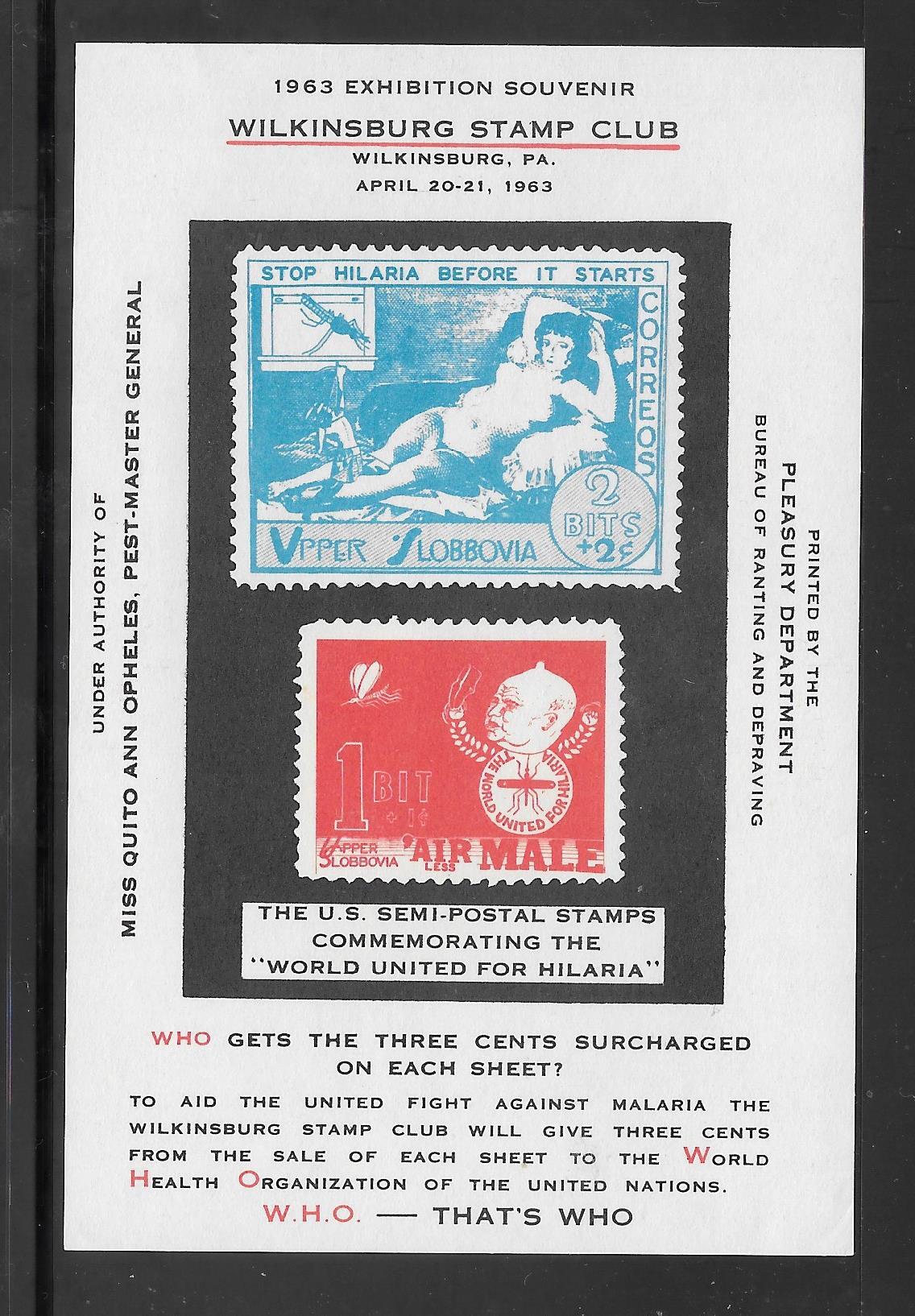 1963 Wilkinsburg PA. Stamp Club Souvenir Sheet EXHIBITION MH (13057 ...