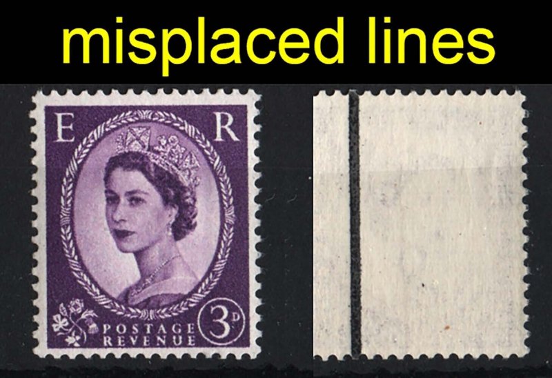 GB 1958 Graphite 3d misplaced lines with merest trace of line on ...
