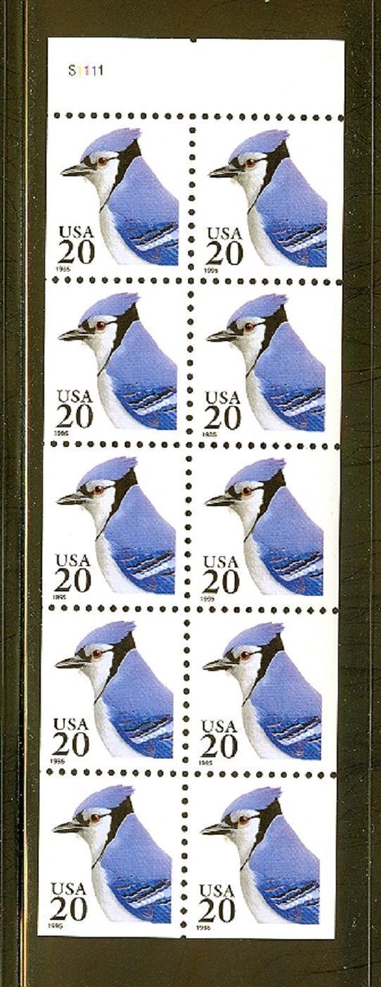 USA Booklet SC# 2483a Blue JAY $0.20c Unfolded Pane of 10 MNH - PL ...
