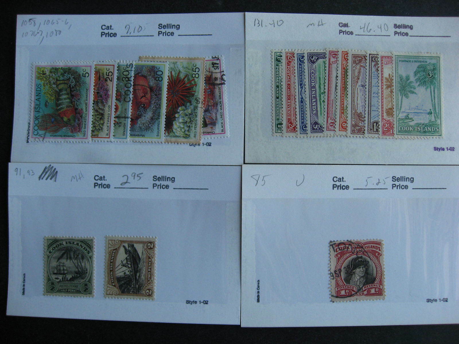 Cook Islands collection MH, U assembled in sales cards, worth a look ...