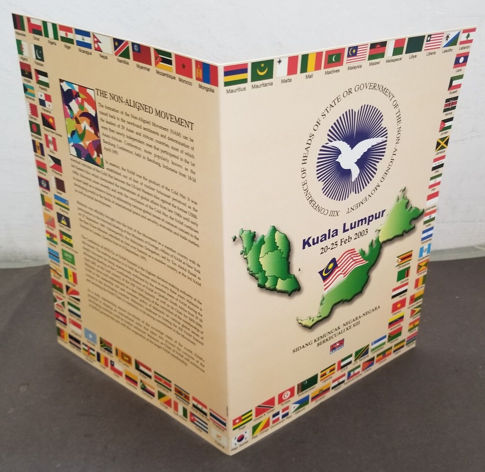 Malaysia Non Aligned Movement NAM 2003 Pigeon Flag Bird Map (folder ...