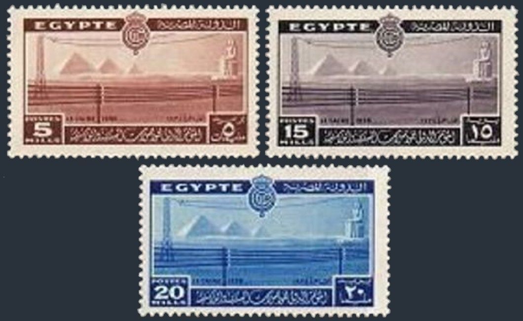 Egypt 228-230, hinged. Mi 244-246. Pyramids of Giza, Colossus of Thebes ...