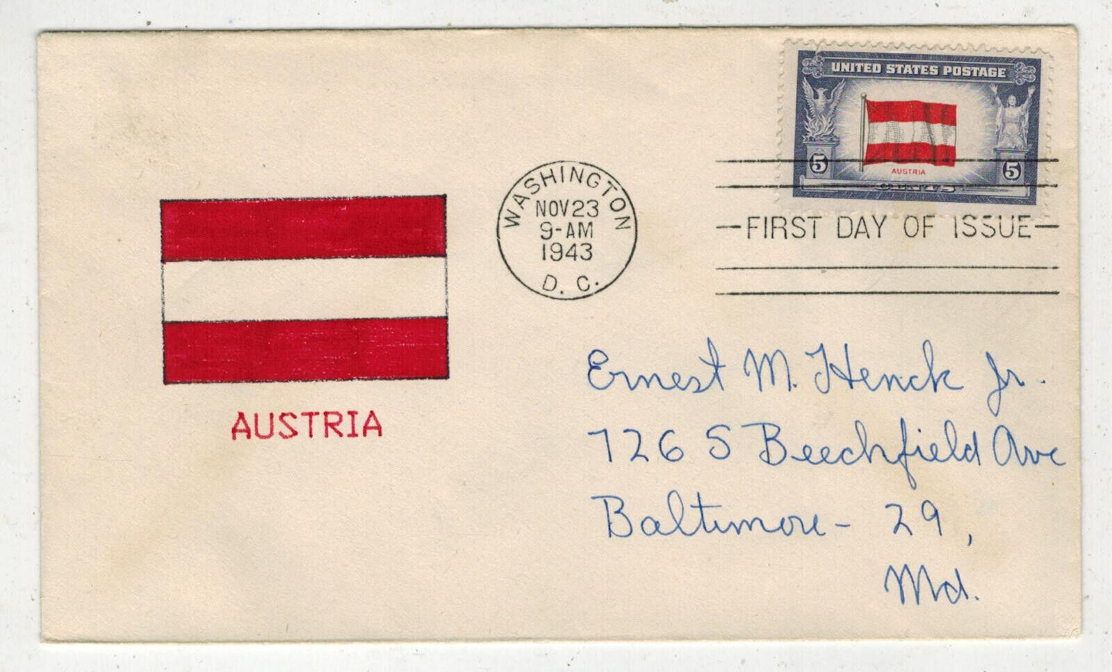 WW2 Patriotic 1943 Overrun Countries Rare Silk Screen 919 Austria Flag ...