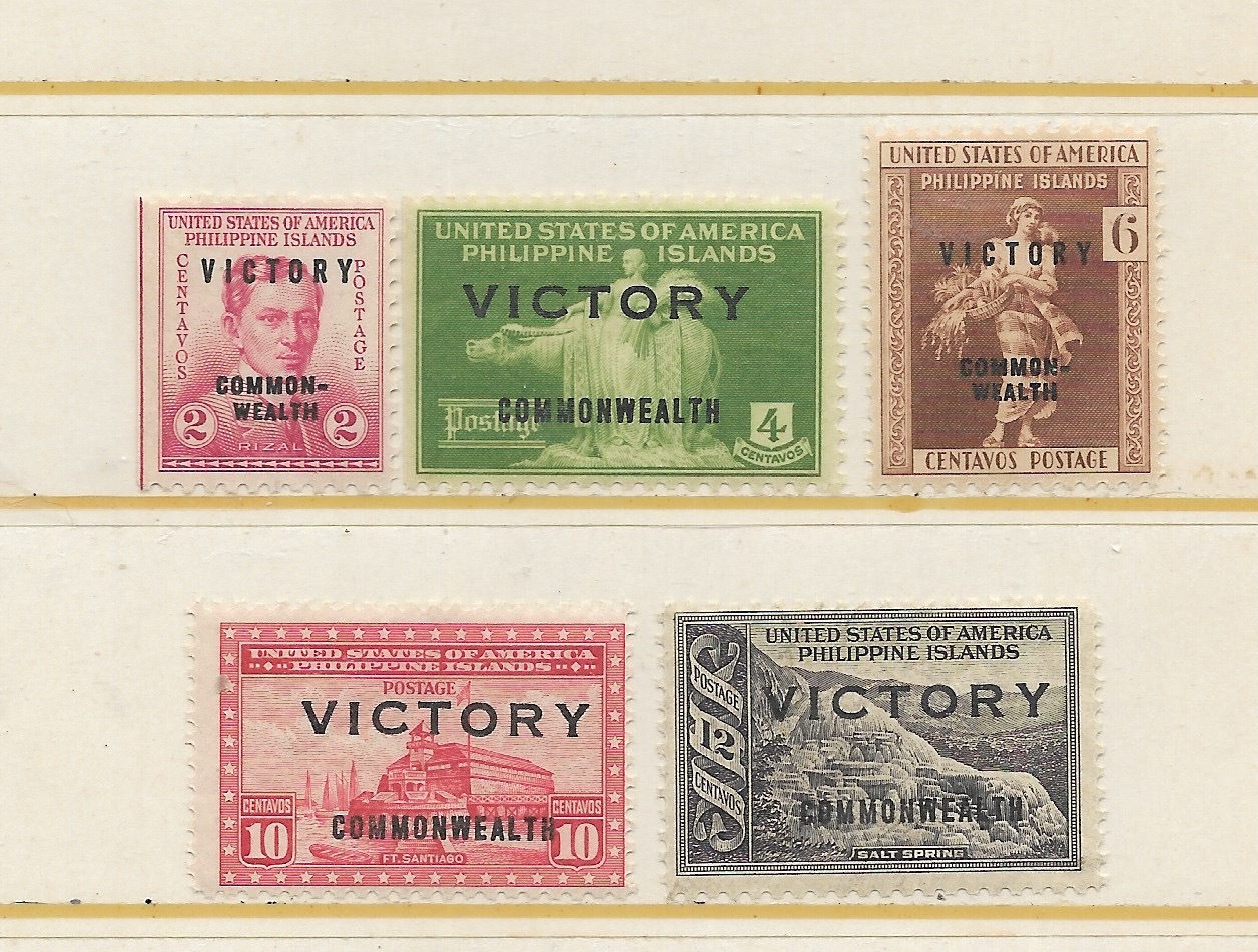 U.S. 5 Original WW II Stamps Declaring "Victory" in the Philippines MNH ...