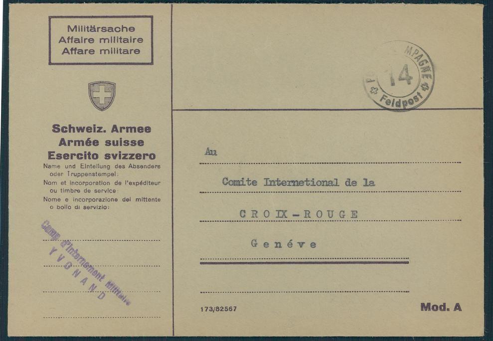 Switzerland WWII Internment Camp Yvonand Soldier Feldpost Cover G54092 ...