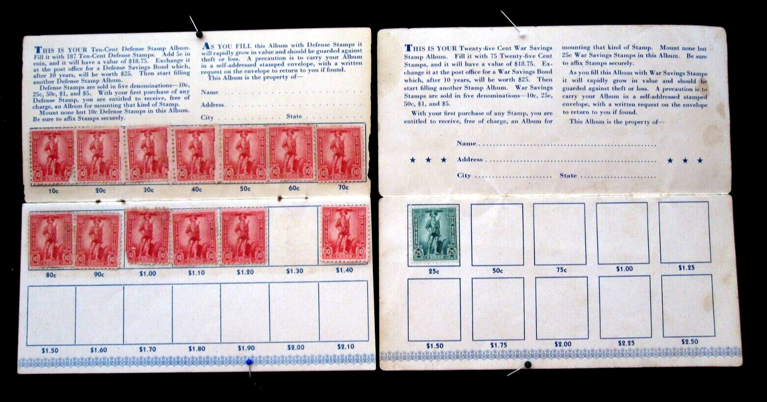 US - 2 Defense Savings Stamp Albums W/ Stamps | United States, General ...