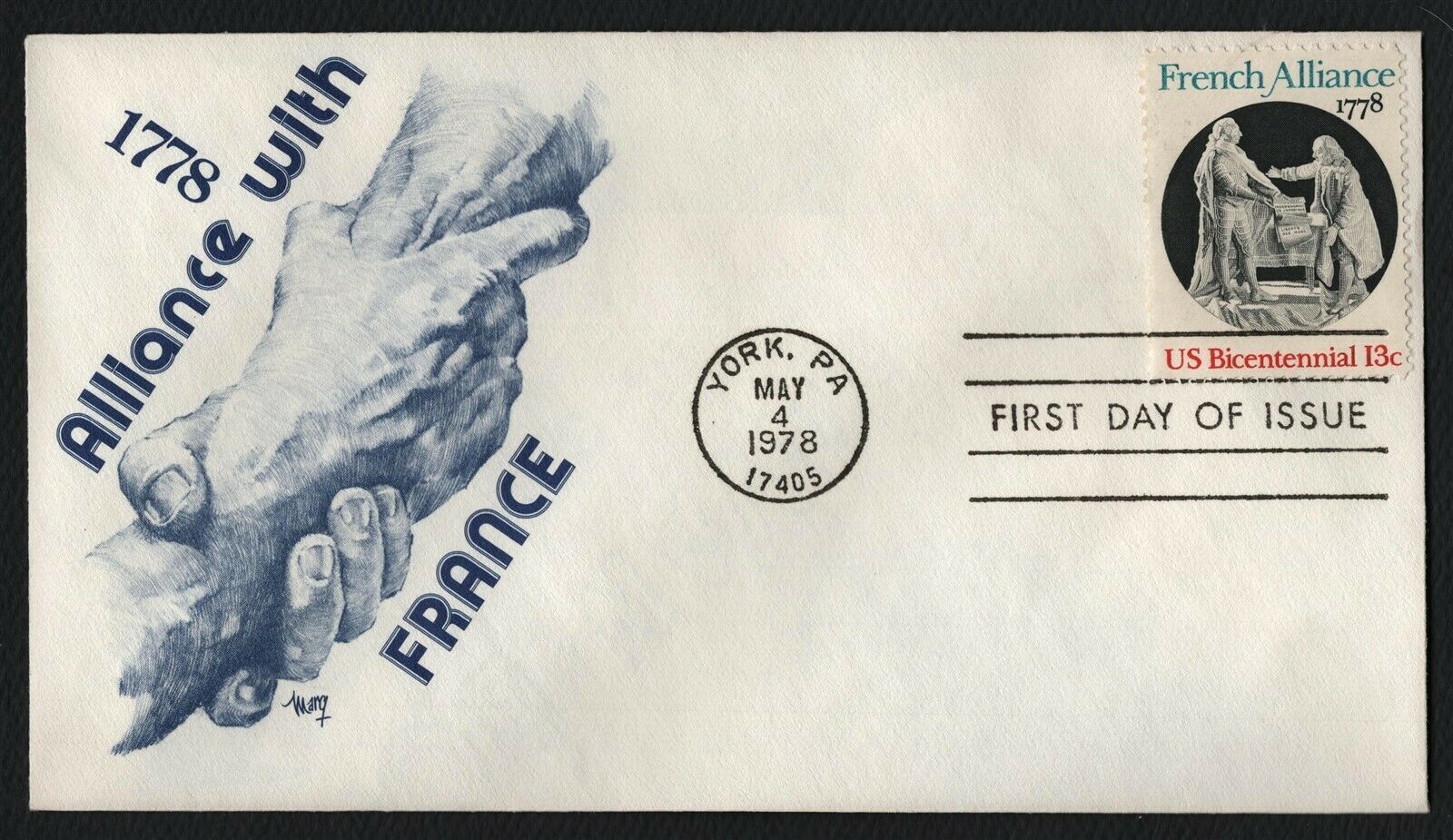 #1753 13c French Alliance, Marq FDC **ANY 5=** | United States, General ...