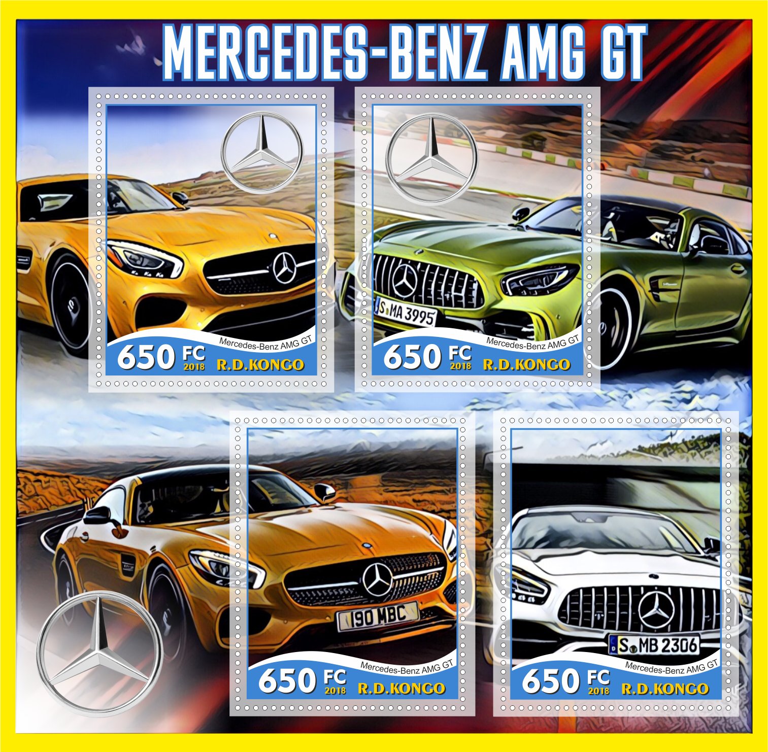 Stamps. Cars. Mercedes-Benz AMG GT 2018 1+1 sheets perforated | Africa ...