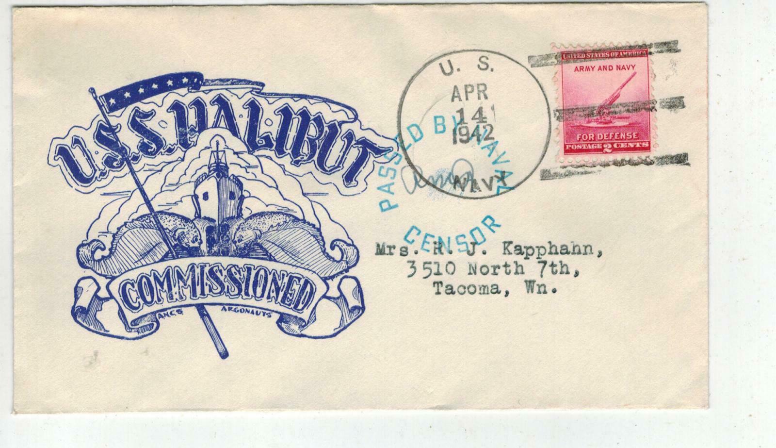 WW2 Patriotic Naval 1942 SUBMARINE USS HALIBUT COMMISSIONED SS 232 US ...
