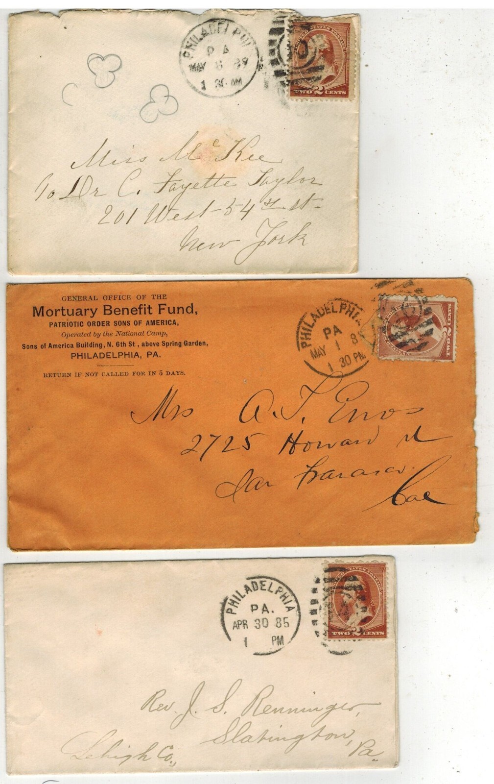 Philadelphia PA 1880s SET of 6 Different Cancels & 2c Brown G ...