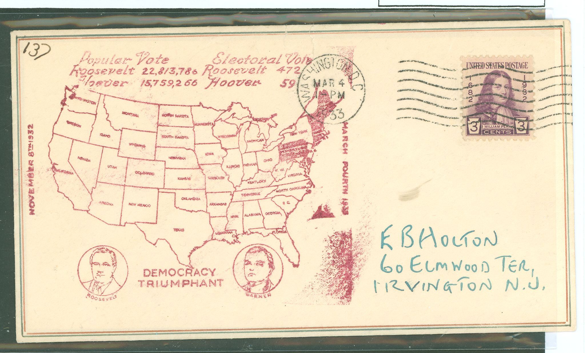 US 724 1933 Commemorating the inauguration on March 4, 1933 of Franklin ...