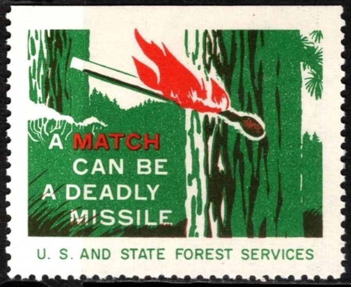 1959 US Poster Stamp A Match Can Be A Deadly Missile U.S. And State ...