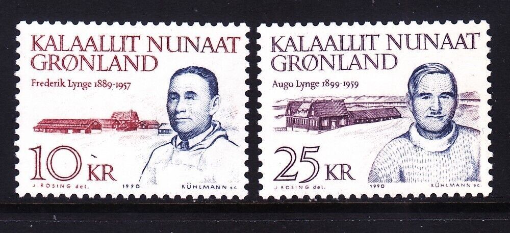 Greenland 231-32 MNH 1990 Frederik Lynge & Augo Lynge Politicians Set ...