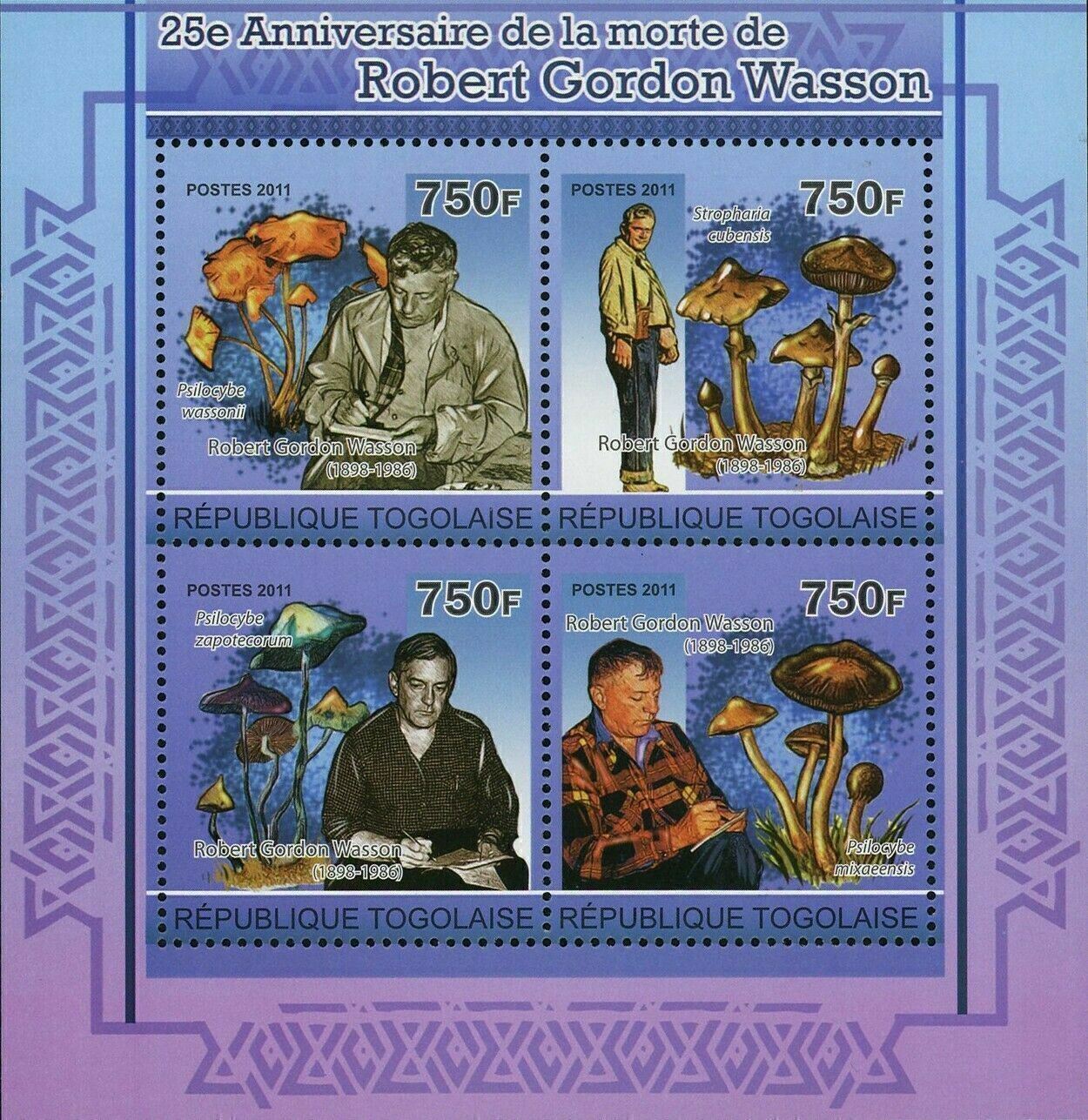 Robert Gordon Wasson Stamp Mushrooms Psilocybe Wassonii S/S MNH #3964 ...