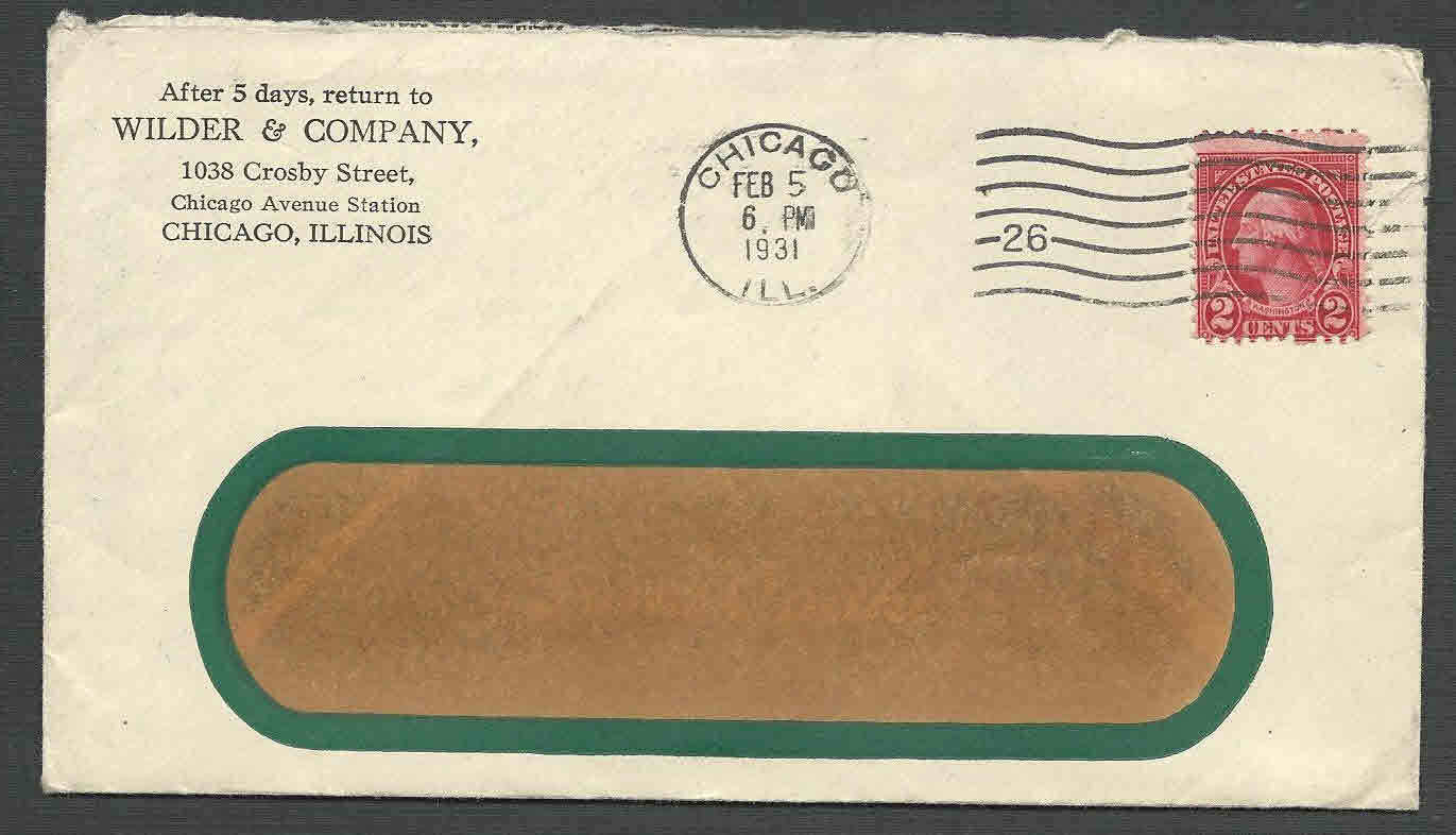 1931 Cover Chicago IL Wilder & CO Leather Goods INC W/Letter & Invoice ...