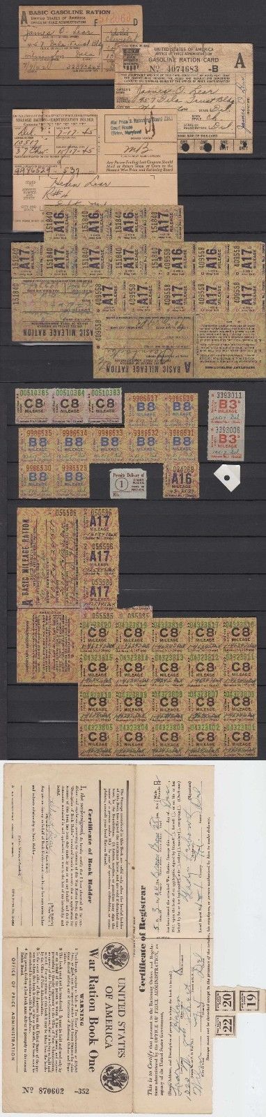 USA 1937-45 WWII COLLECTION WAR, GASOLINE & MILEAGE RATION, COUPONS++ ...