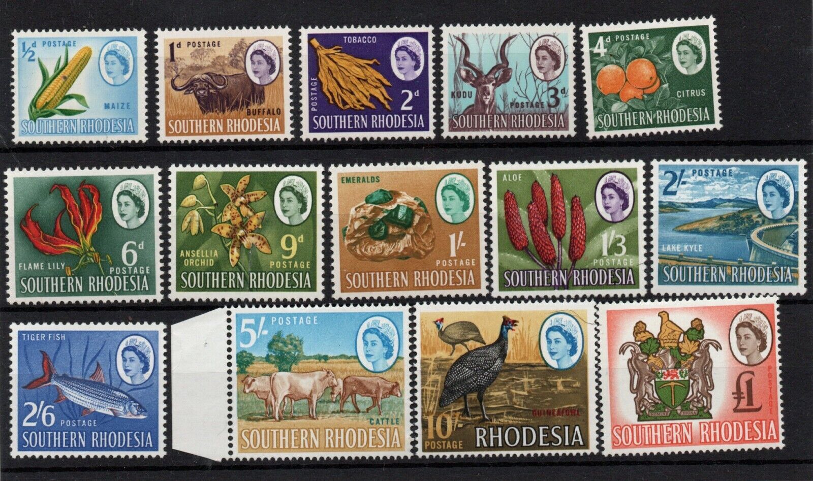 Southern Rhodesia 1964 QEII Motifs mint LHM set SG92-105 WS33937 ...