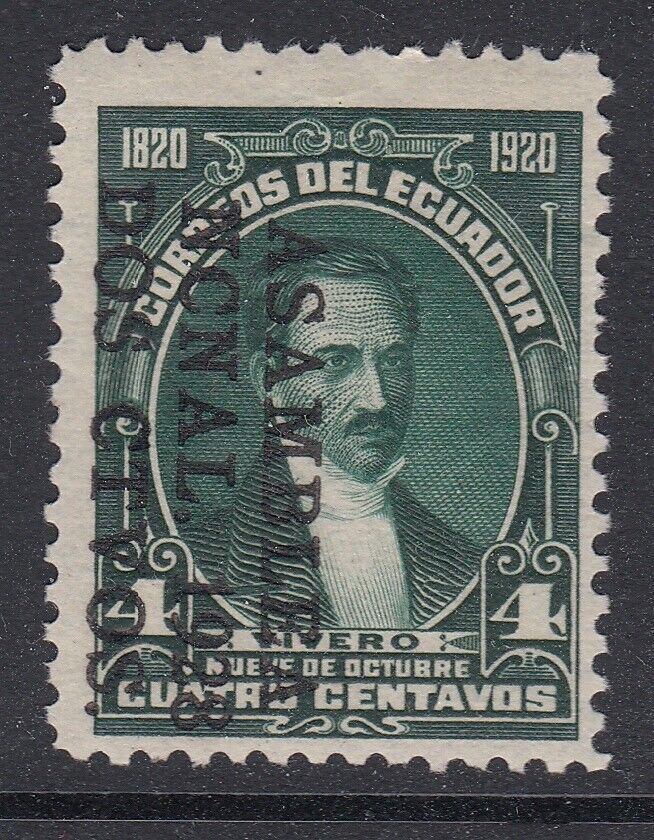 Ecuador 1928 2c on 4c Myrtle Green Asamblea Ncnal O/P M Mint. Scott 280 ...