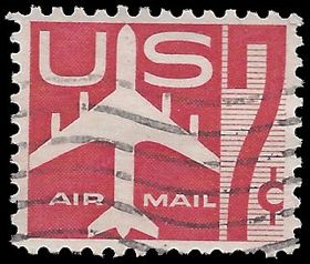 Scott C60 7c US Airmail Silhouette of Jet Airliner 1960 used | United ...