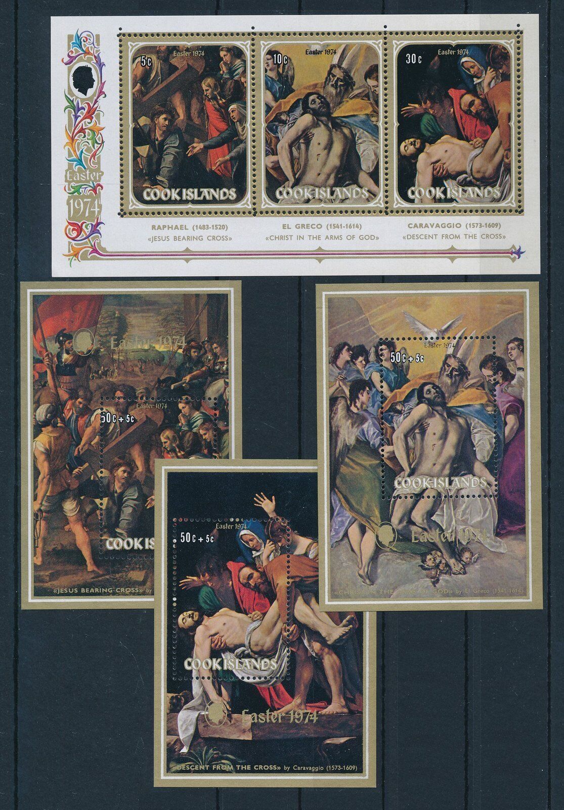 [114546] Cook Islands 1974 Art paintings Easter Raphael Caravaggio ...