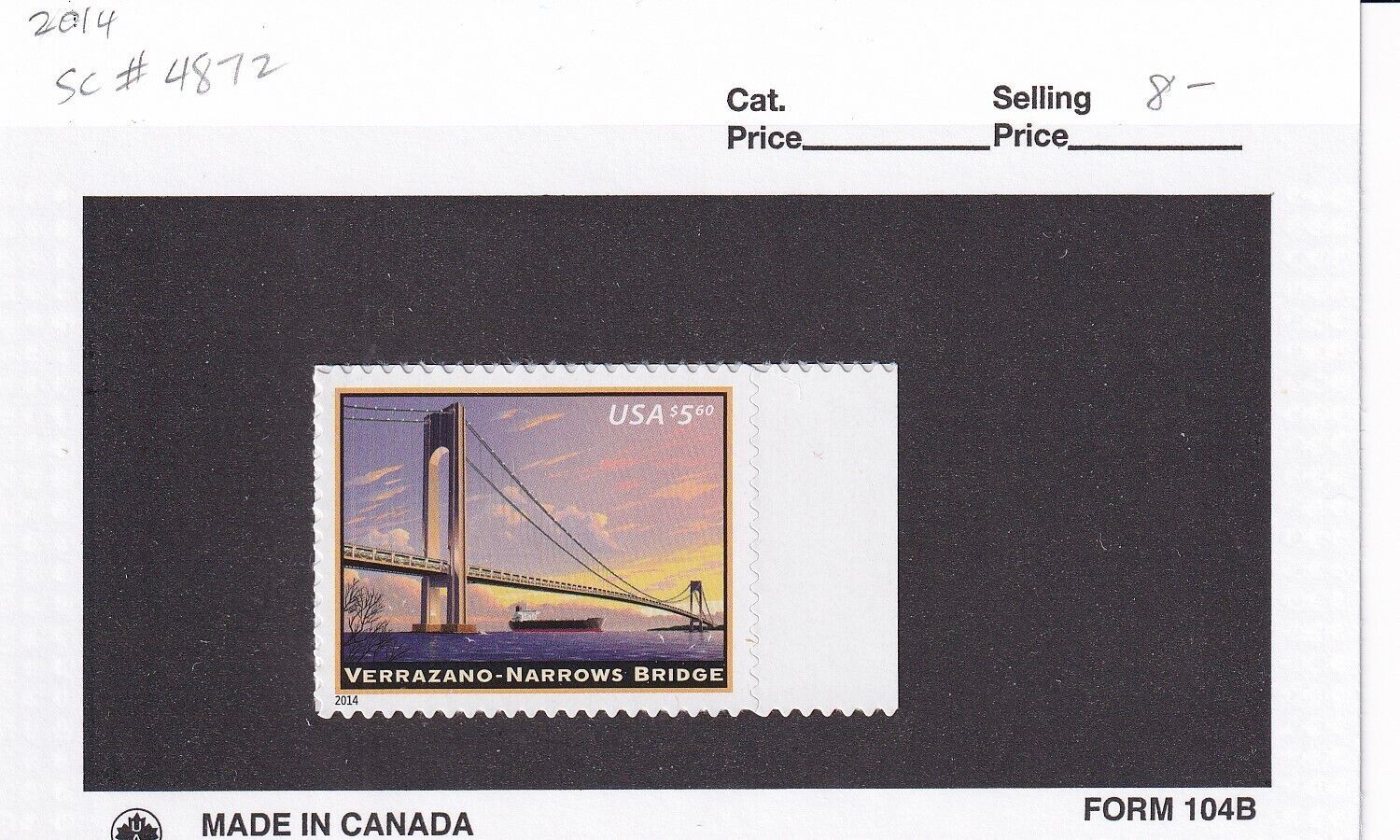 U.S.: Sc #4872, $5.60 Verrazano-Narrows Bridge, MNH (S34097) | United ...