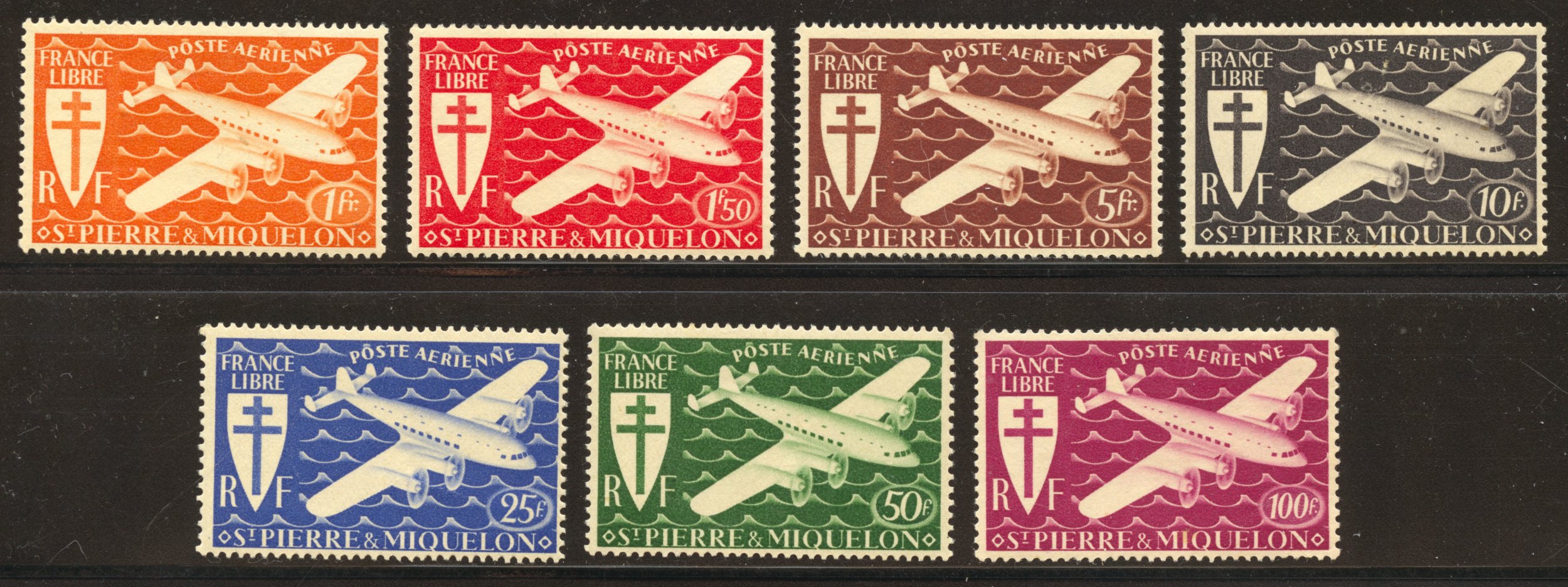 St Pierre & Miquelon Scott C1-C7 Unused LHOG - 1942 Air Post Issue ...