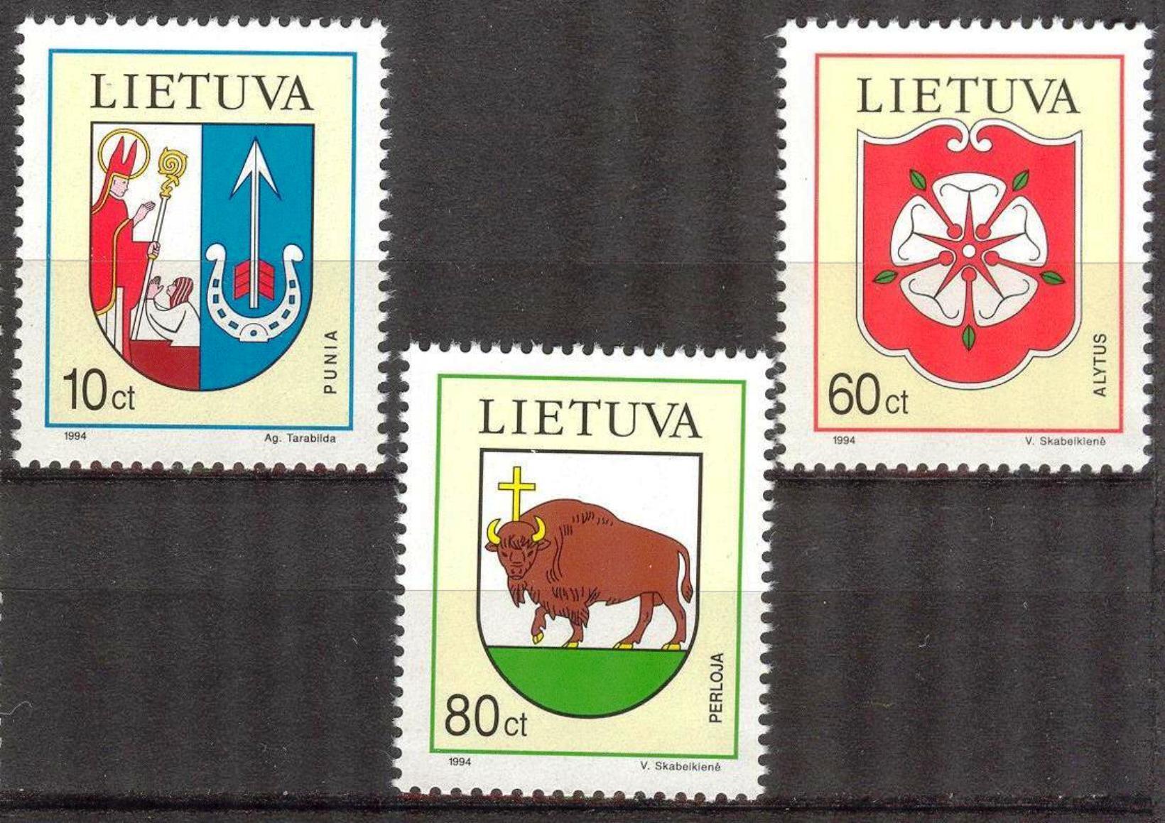 Lithuania 1994 Arms of Lithuania set of 3 MNH | Europe - Lithuania ...