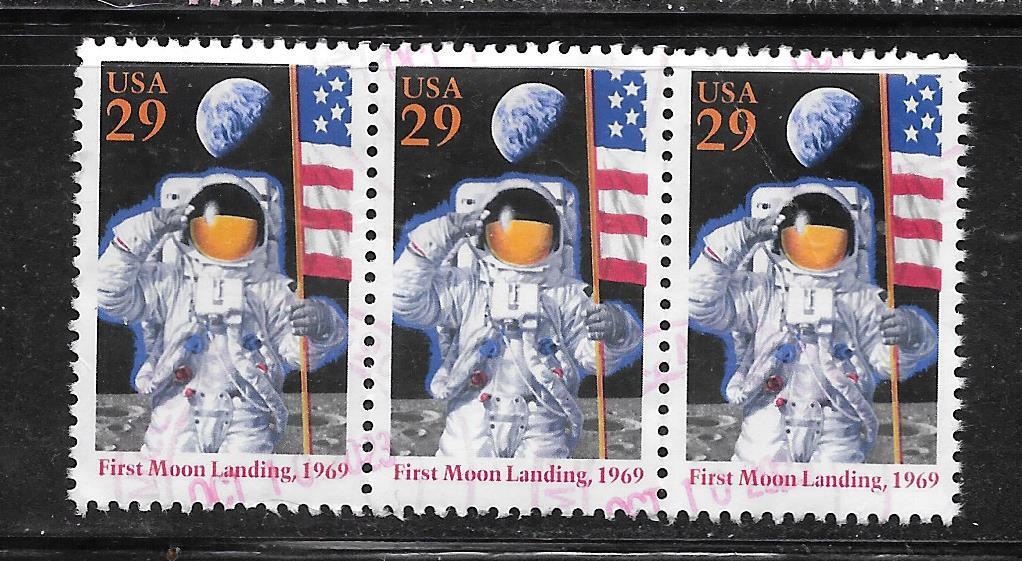 #2841 Used Strip of 3 | United States, General Issue Stamp / HipStamp