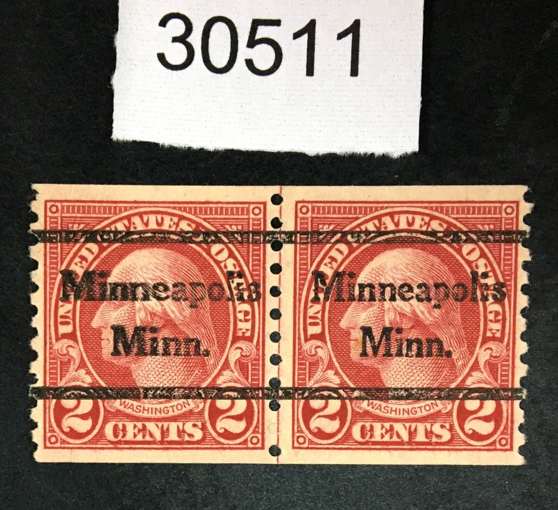 US Stamps # 599 Coil Line Pair (64) Minneapolis,Mn Pre-Cancelled $ LOT ...