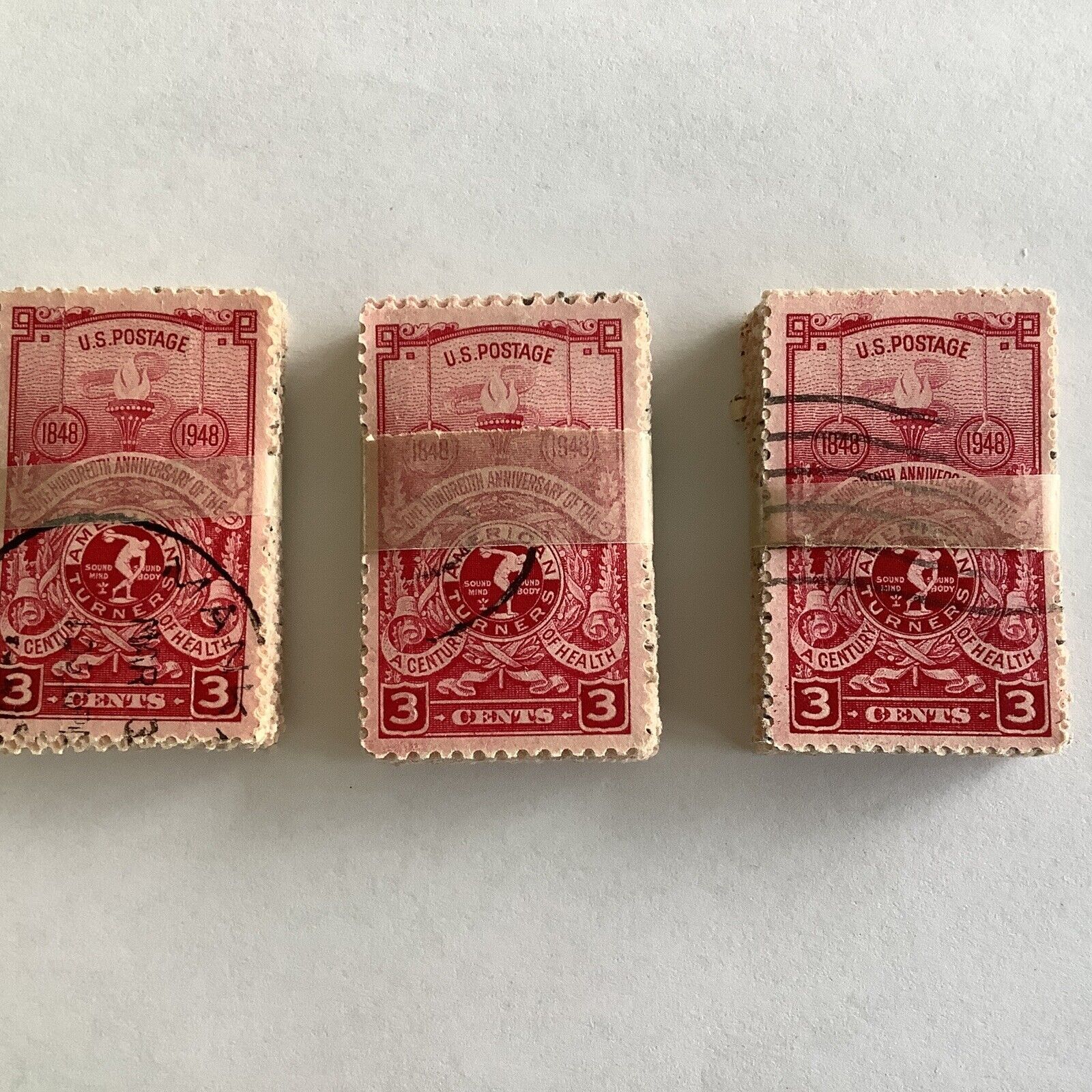 Red Postage Stamps For Crafting; 50 Copies, American Turners, Scott 979 ...
