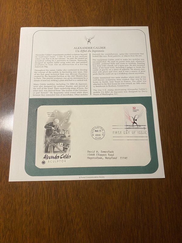 1998 Alexander Calder PCS First Day Covers | United States, General ...
