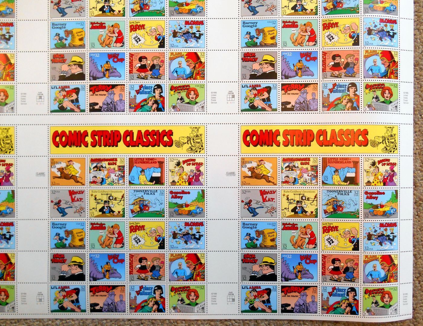 1995 Comic Strip Classica Sc 3000 - PRESS SHEET of 6 panes of 20 MNH ...